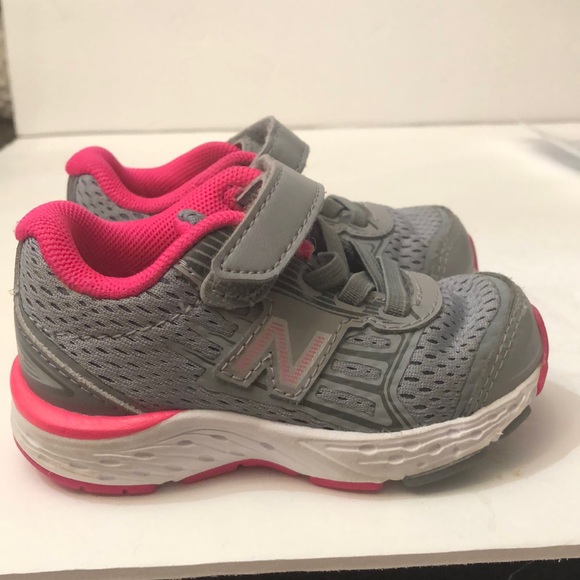 New Balance | Shoes | New Balance Pink And Gray Velcro Baby Shoes Size ...